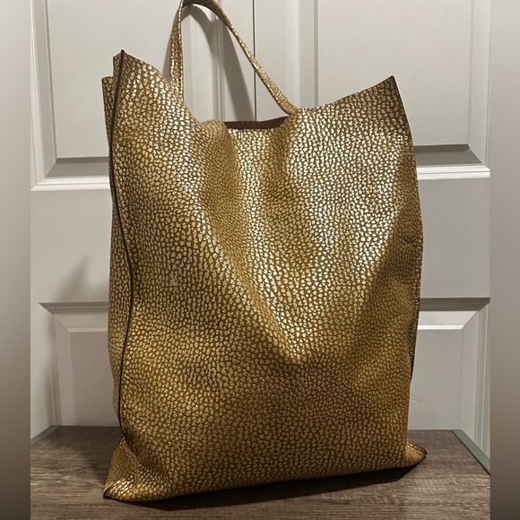Minor History | Bags | Minor History Leather Metallic Gold Large Tote ...